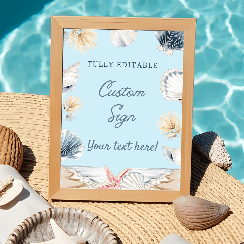 Editable Summer Beach Birthday Sign Template │Coastal decor ...